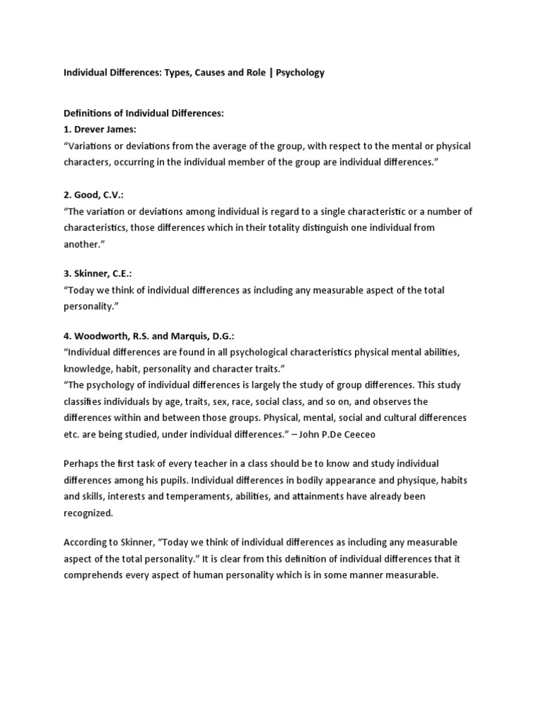 Individual Differences | PDF