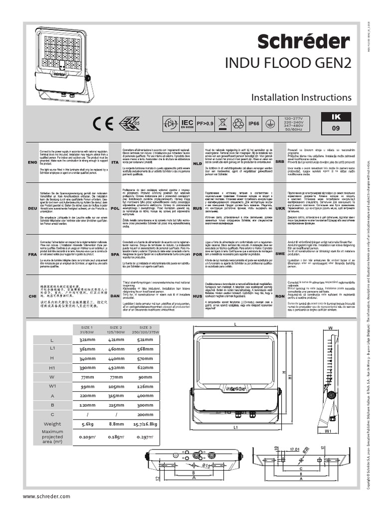 Schreder INDU FLOOD GEN2 Installation Instructions | PDF