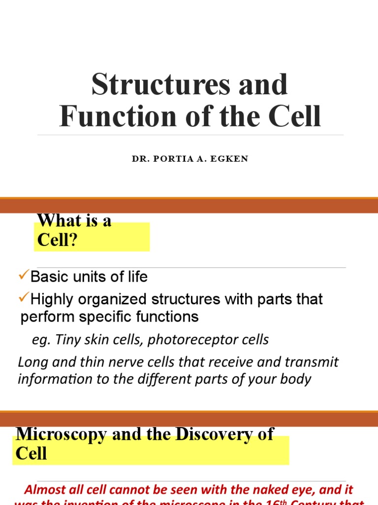 Week 1 Structures and Function of The Cell | PDF | Cell (Biology ...