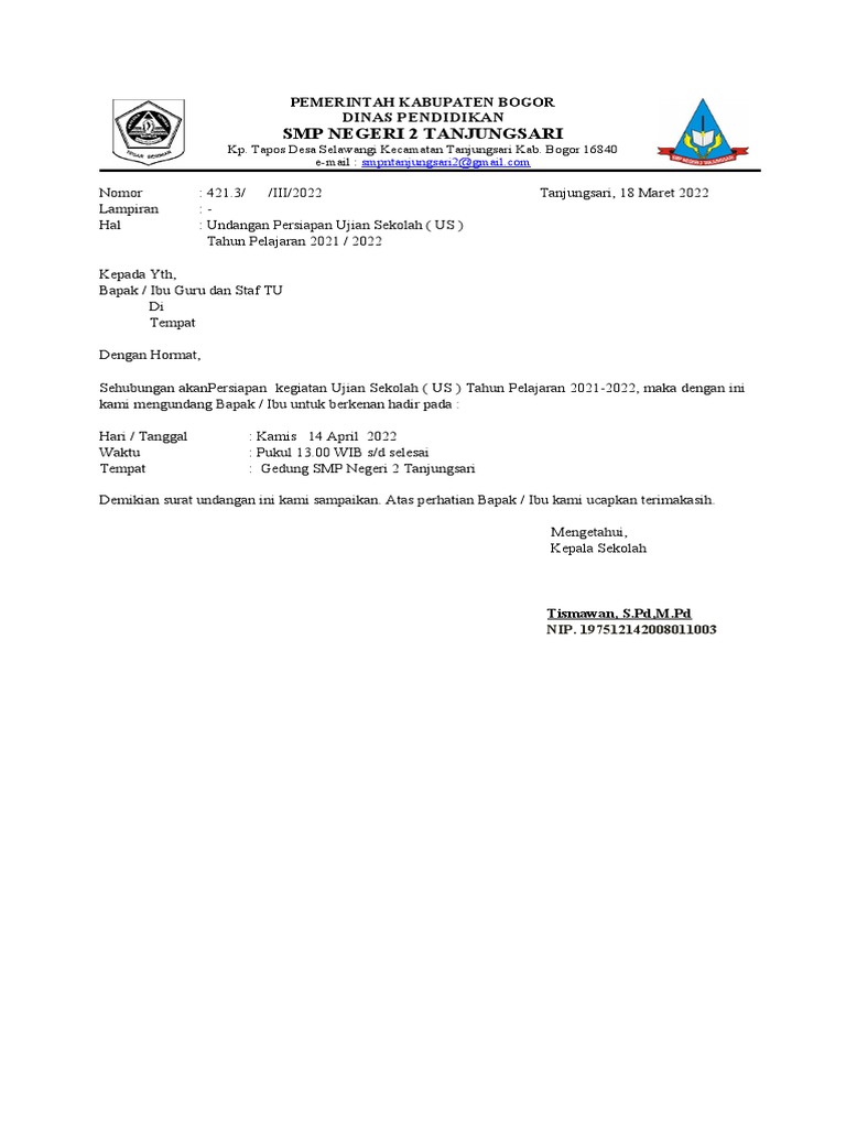 Surat Undangan Guru | PDF