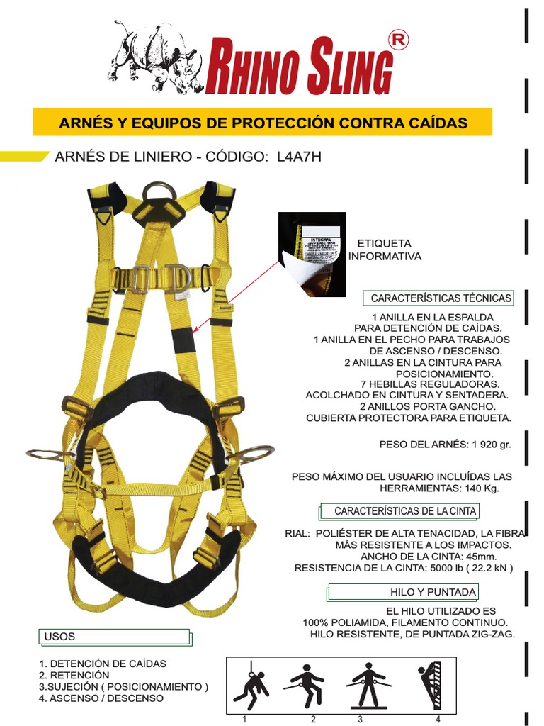 Arnes Liniero L4a7h Rhino Sling | PDF | Materiales
