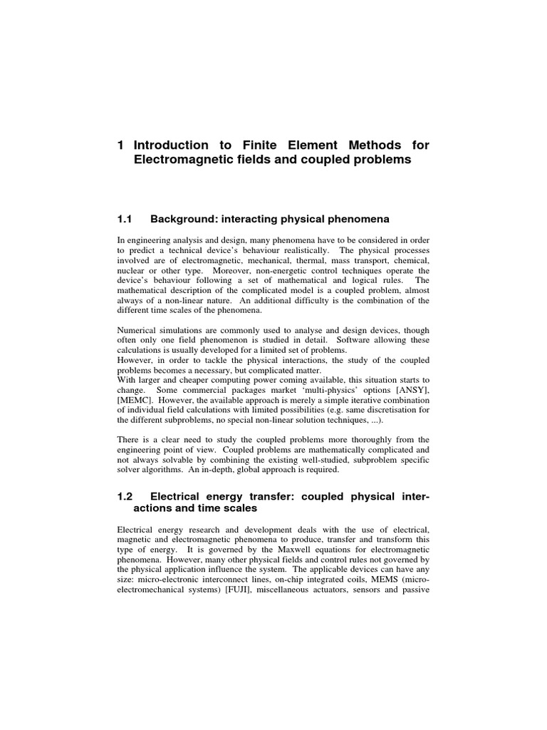 1 Introduction To Finite Element Methods For Electromagnetic Fields and Coupled Problems | PDF ...