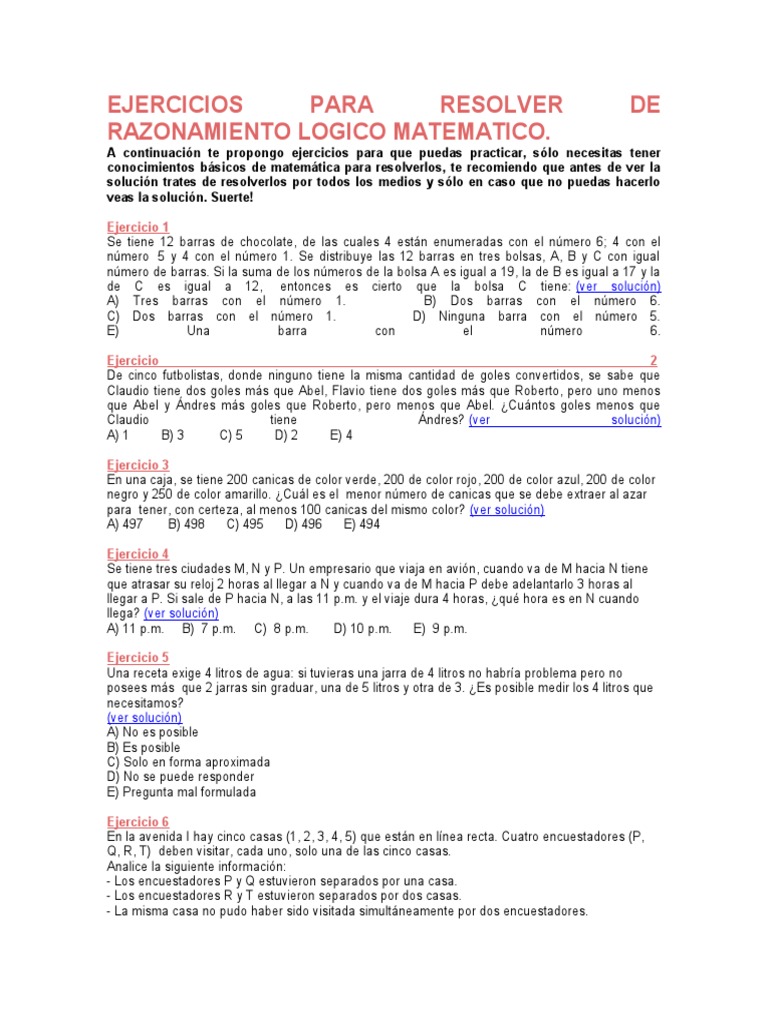 Ejercicios para Resolver de Razonamiento Logico Matematico | PDF | Color