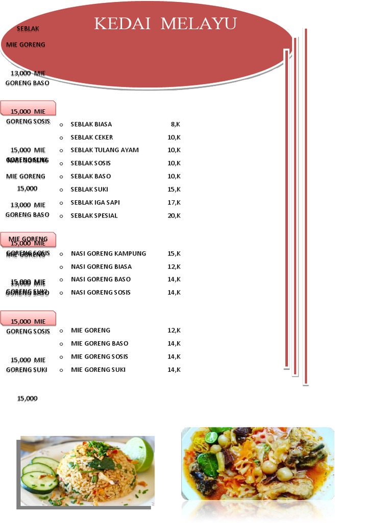 Menu Nasgor Dan Seblak | PDF