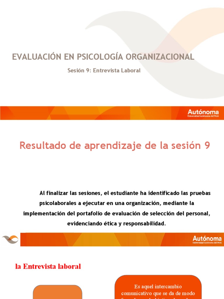 Sesión 9 Entrevista Laboral | PDF | Entrevista de trabajo | Sicología