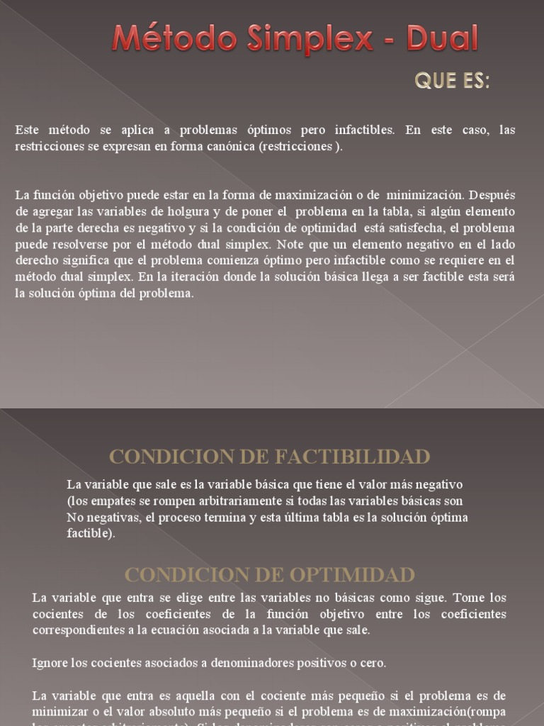 Metodo Simplex Dual Final | PDF | Matemáticas | Análisis matemático