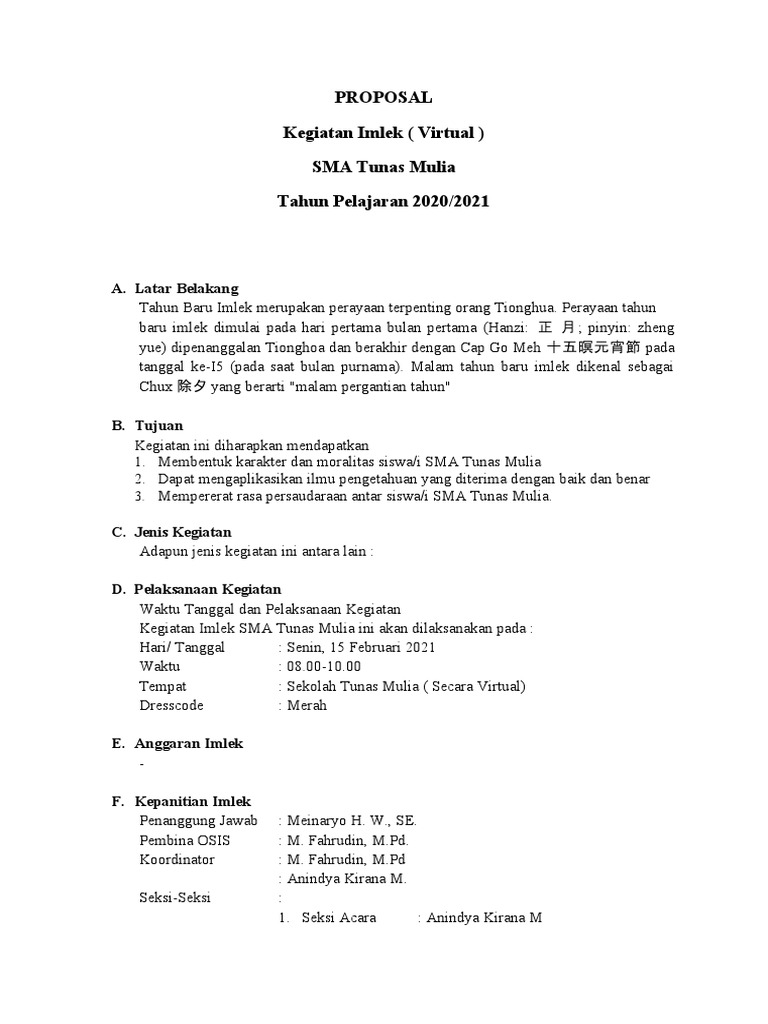 Imlek Virtual SMA Tunas Mulia 2021 | PDF