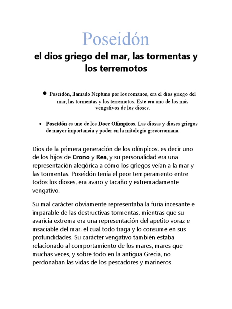 Dios griego Poseidón | PDF