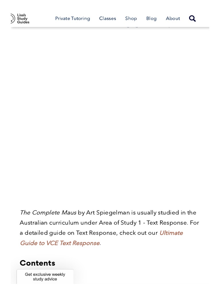 The Complete Maus by Art Spiegelman - Lisa's Study Guides | PDF