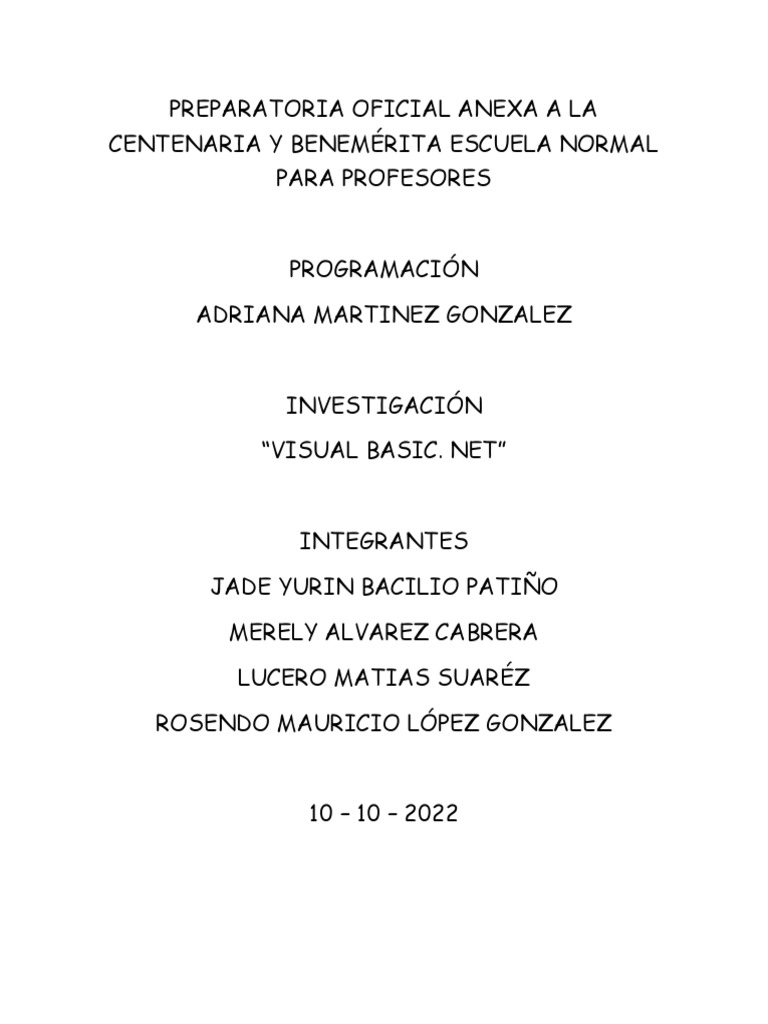 Investigación Visual Basic | PDF | Básico | Microsoft Windows