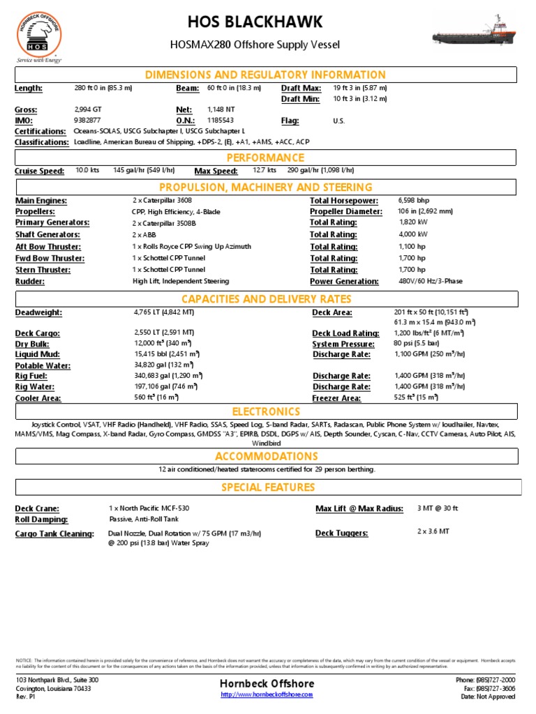 HOS Blackhawk Spec Sheet | PDF | Horsepower | Propeller