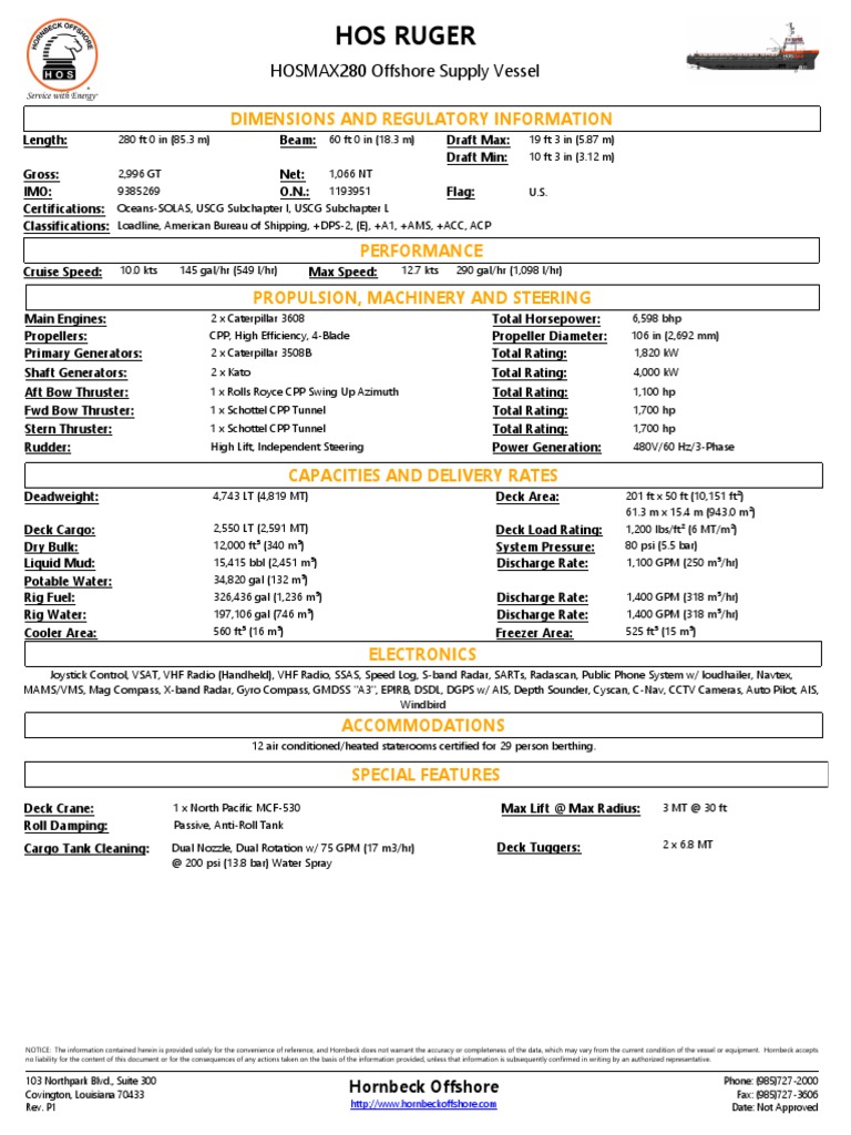 HOS Ruger Spec Sheet | PDF | Horsepower | Propeller