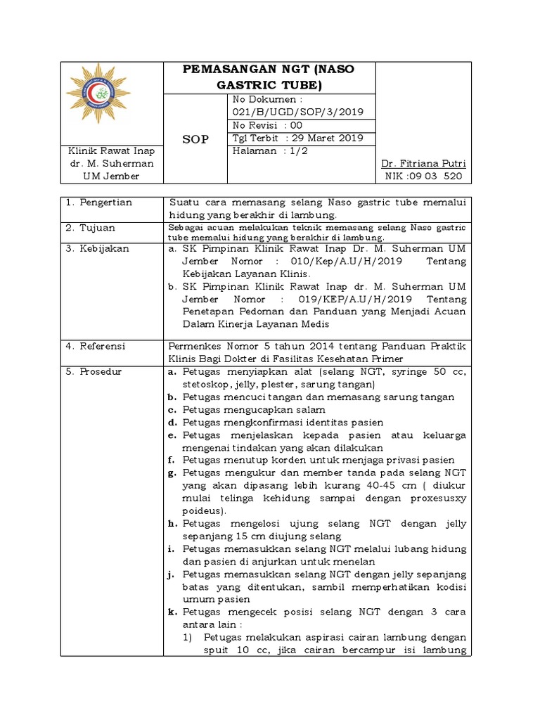 Pemasangan NGT | PDF | Sains & Matematika