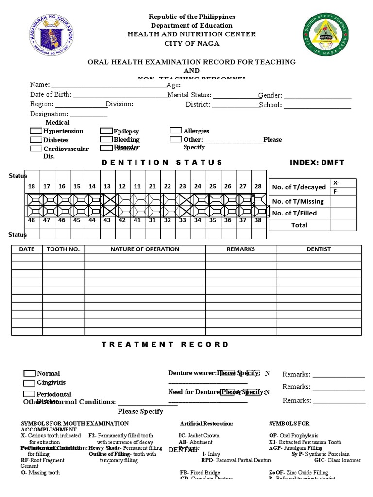 Oral Health Examination Record Form | PDF