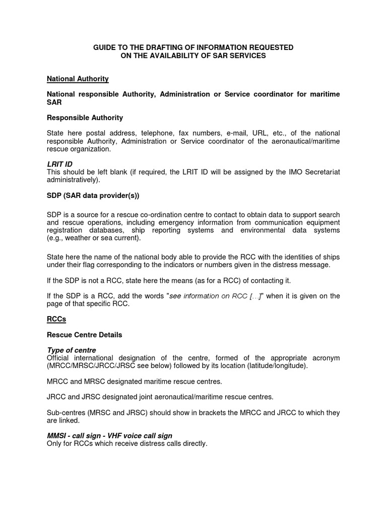 Guide To The Drafting of Information For The COMSAR Module | PDF ...
