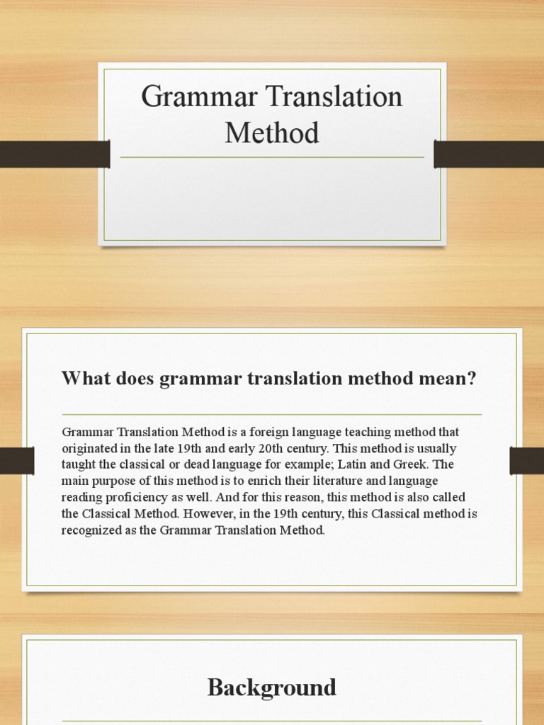 Understanding the Grammar Translation Method | PDF | Translations ...