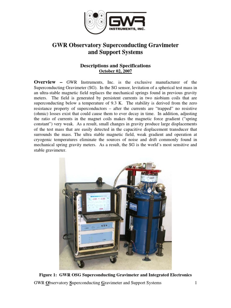 Gwr Observatory Superconducting Gravimeter 2007 10 02 Pdf Superconductivity Helium