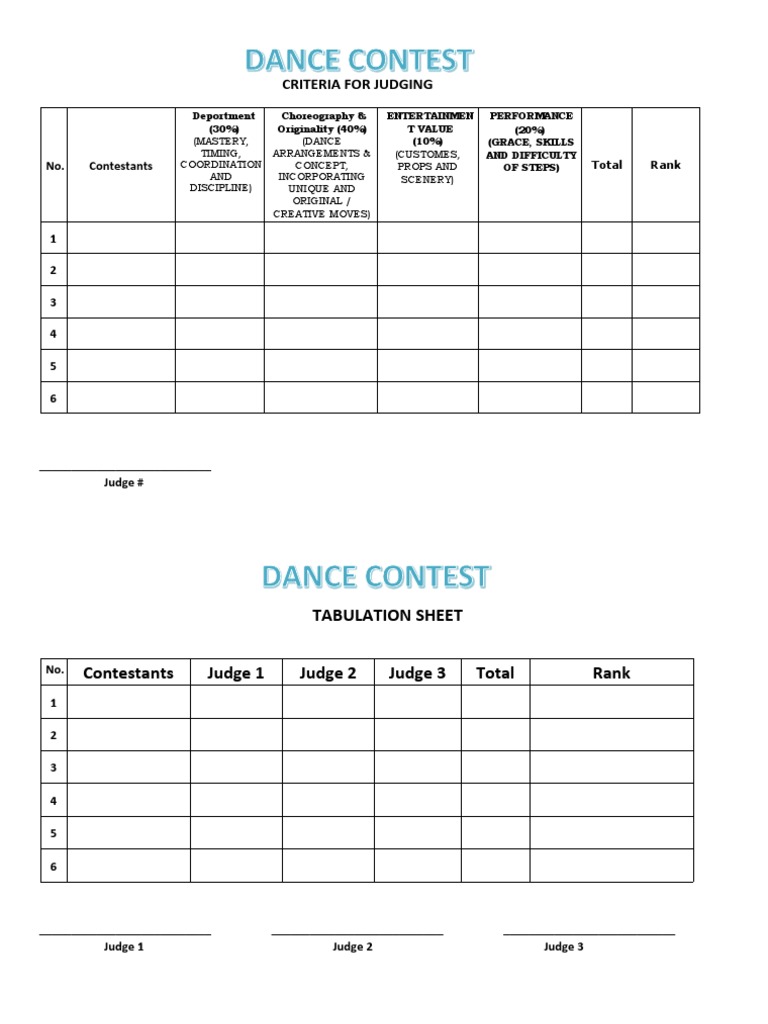 Criteria For Judging Dance Contest - Compress | PDF