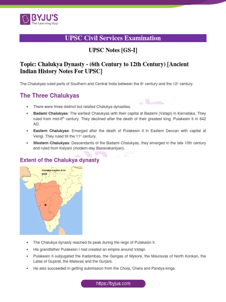 Chalukya Dynasty for UPSC Prep | PDF | South Asia | South India