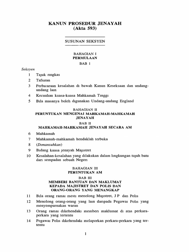 Kanun Prosedur Jenayah (Akta 593) | PDF