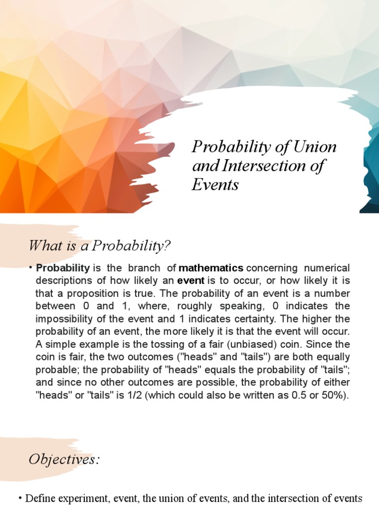 Probability of Events: Union & Intersection | PDF | Probability | Set ...