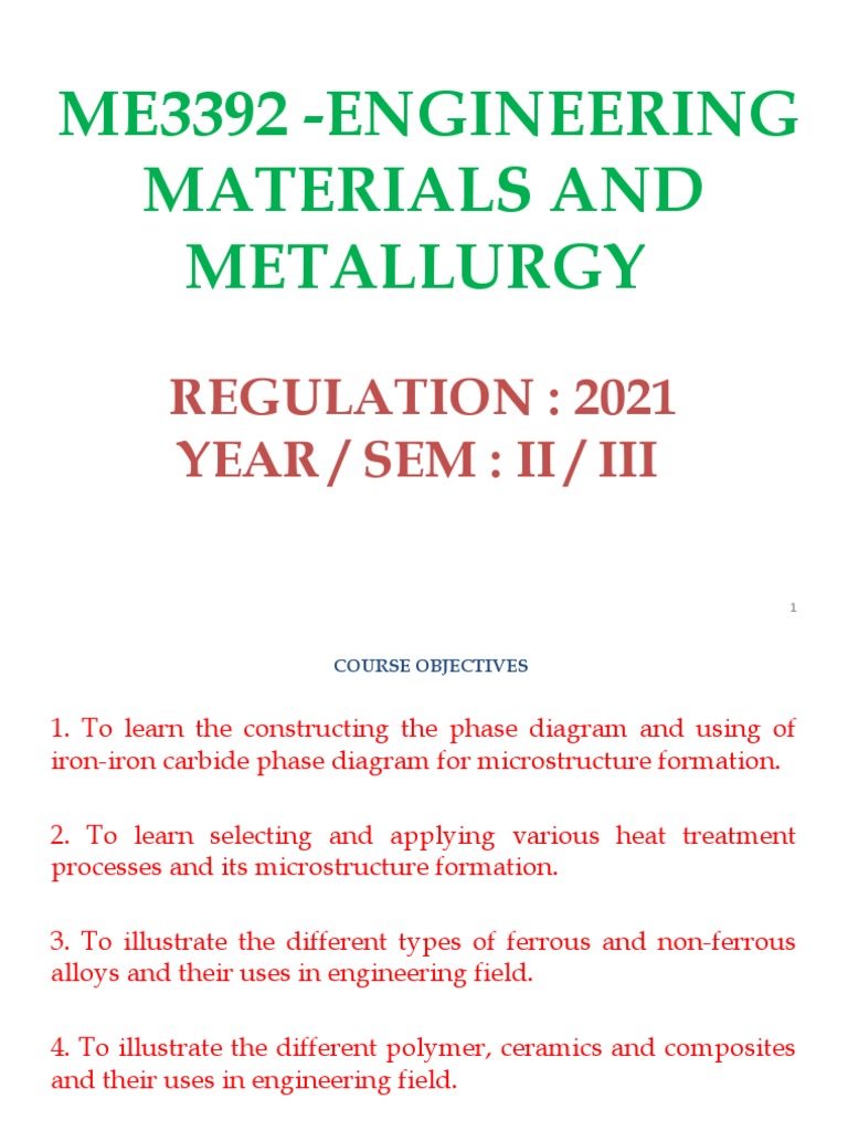 Materials and Metallurgy Unit 1 Introduction | PDF | Metals | Ductility