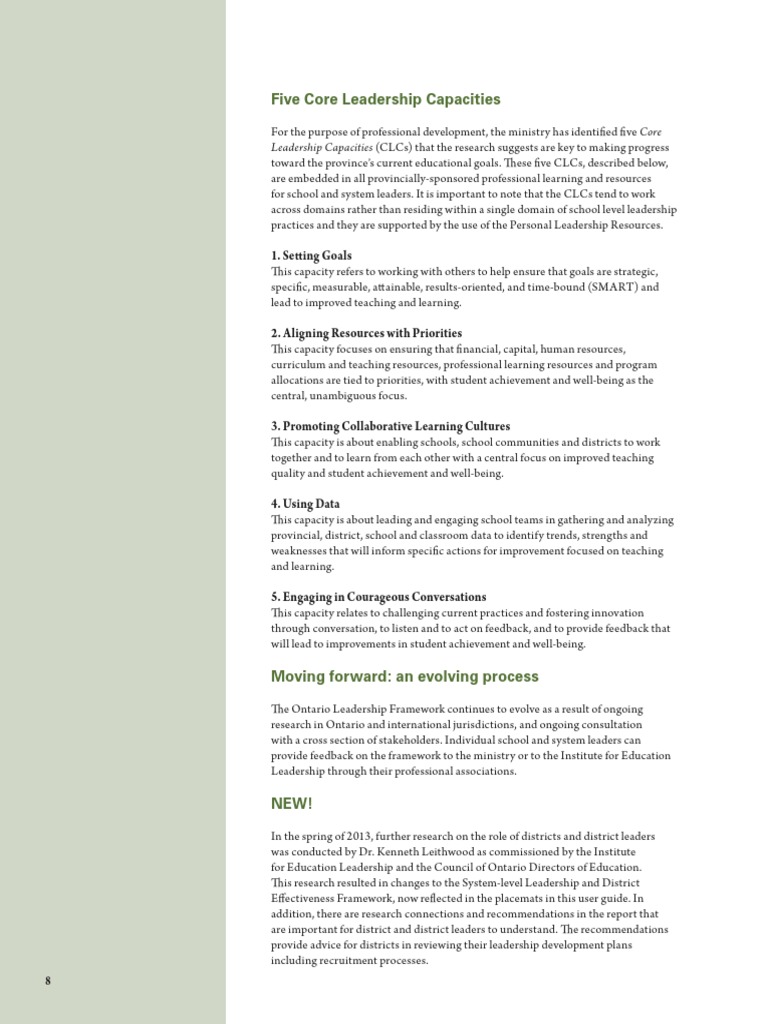 Five Core Leadership Capacities | PDF | Leadership | Goal Five Core Leadership Capacities | PDF | Leadership | Goal