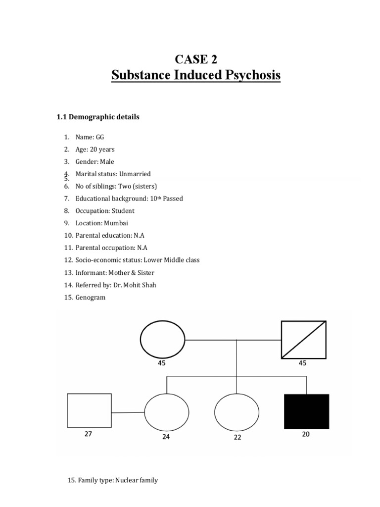 Substance-Induced Psychosis Case Study | PDF | Substance Abuse | Mental ...