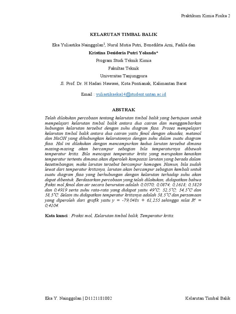 KELARUTAN TIMBAL BALIK Eka | PDF