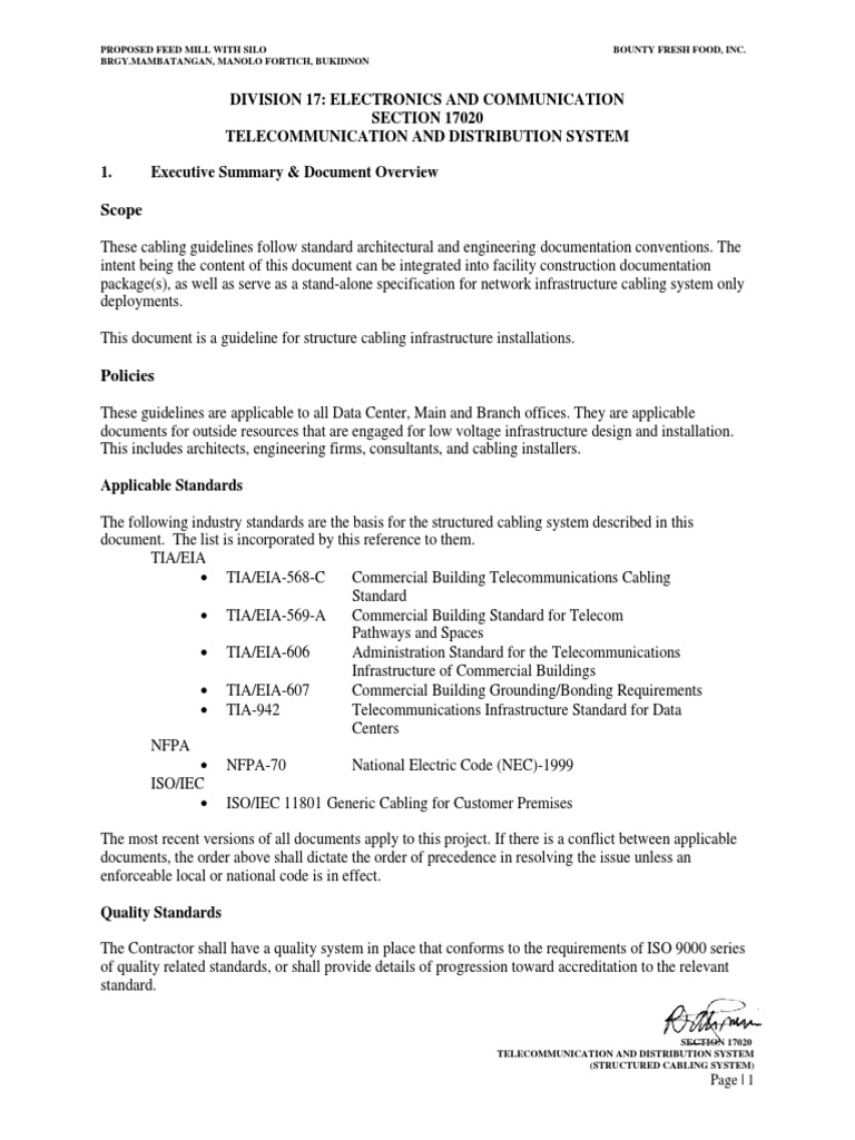Telecommunication and Distribution System | PDF | Ac Power Plugs And ...