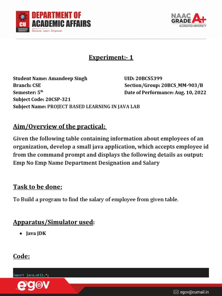 Amandeep Singh 20bcs5399 Pblj Worksheet 1 Pdf Programming Paradigms Object Oriented