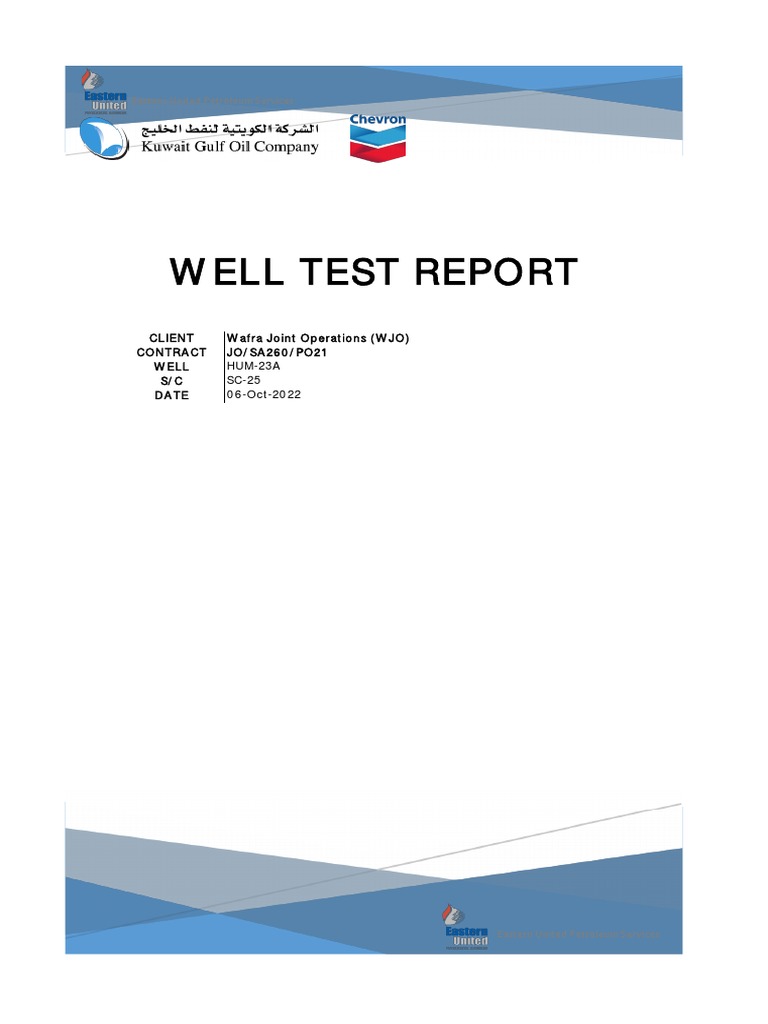 Well Test Report for HUM-23A Well Summarizing Flow Rates, Pressures ...