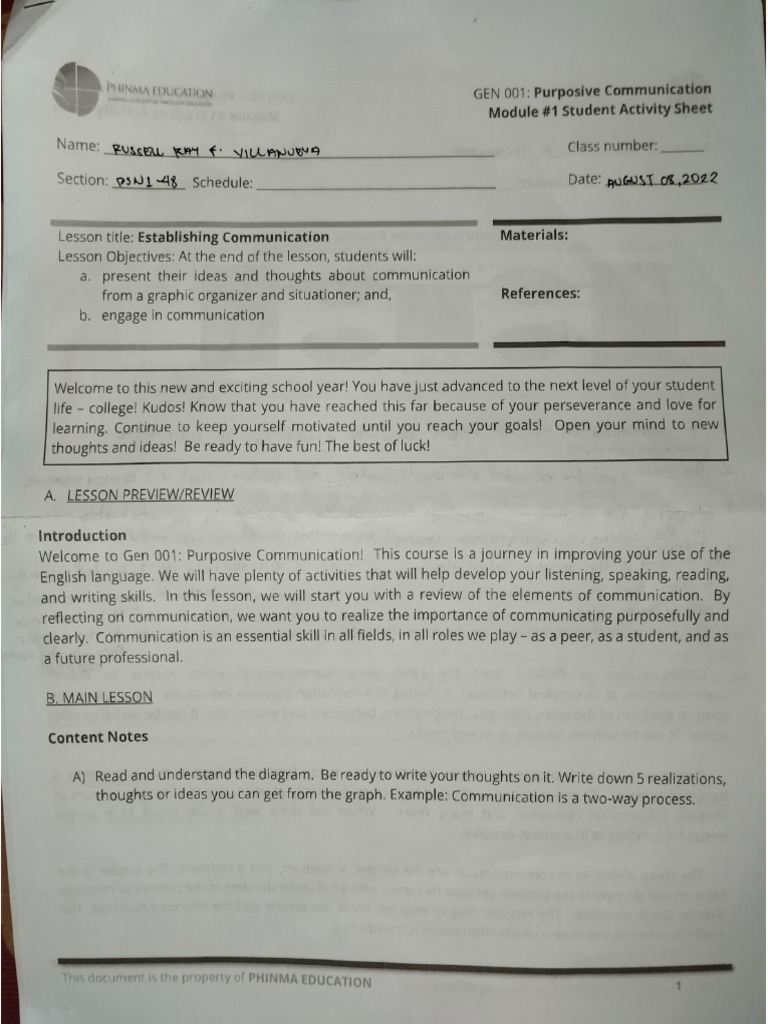 Gen 1, LESSON 1 | PDF