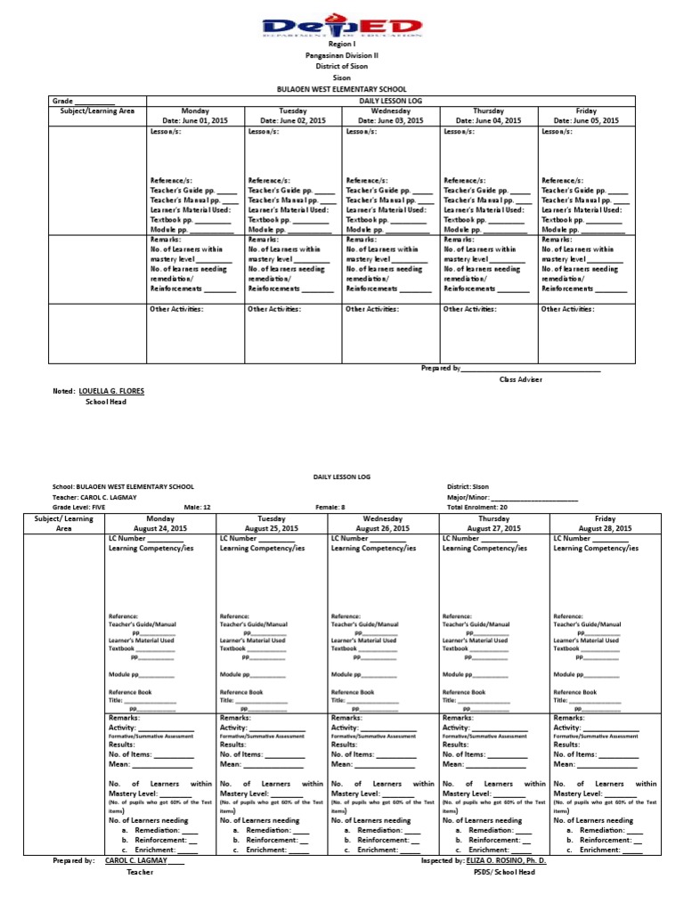 Lesson Log | Download Free PDF | Learning | Teachers