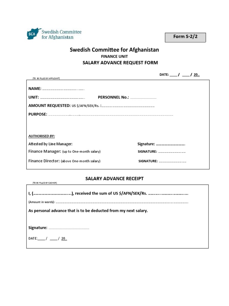 Advance Salary Form S-2 | PDF