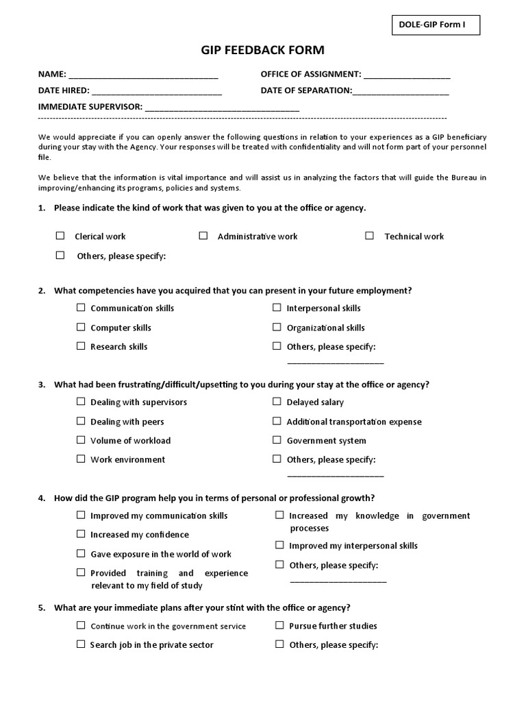 GIP Feedback | PDF | Employment | Communication