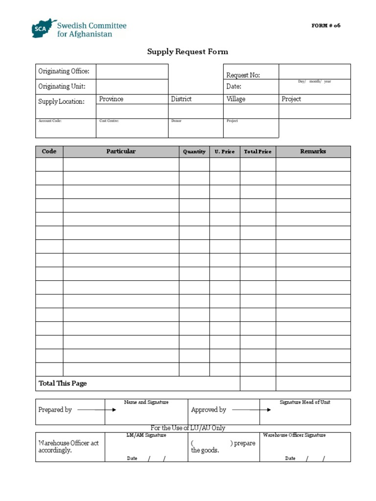 Supply Request Form | PDF