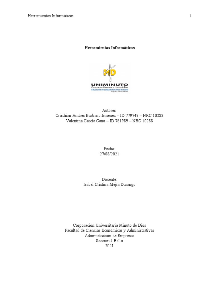 Informe de Herramientas Informaticas | PDF