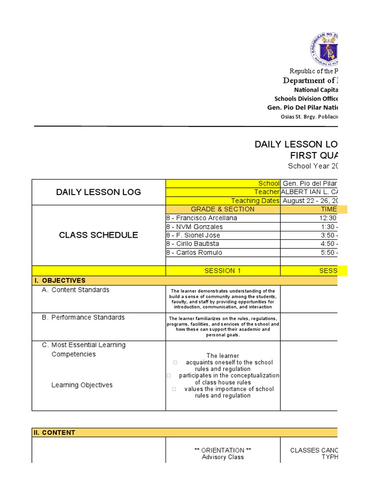 DLL Q1 Week 1 | PDF | Learning | Teaching