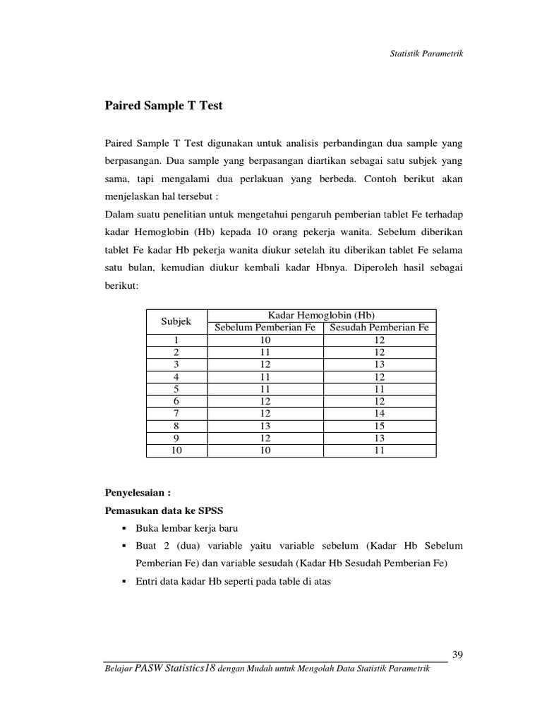 Paired Sample T Test | PDF