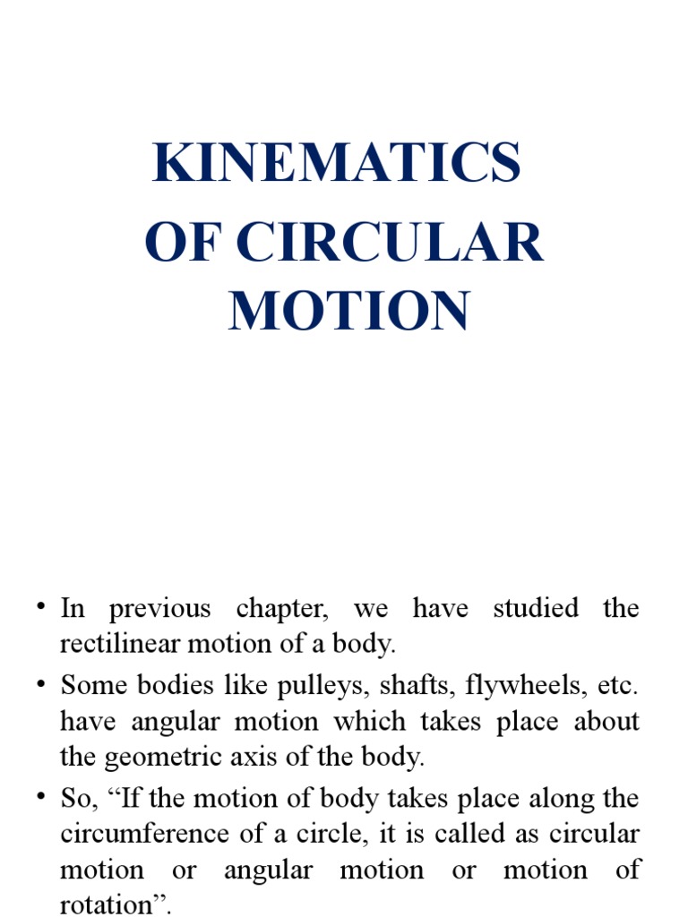 Kinematics of Circular Motion | PDF