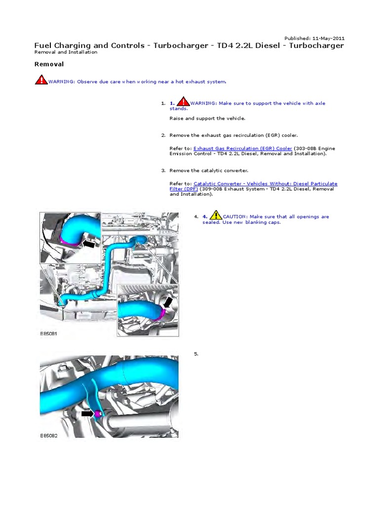 Fuel Charging and Controls - Turbocharger - TD4 2.2L Diesel - Turbocharger - Removal | PDF ...