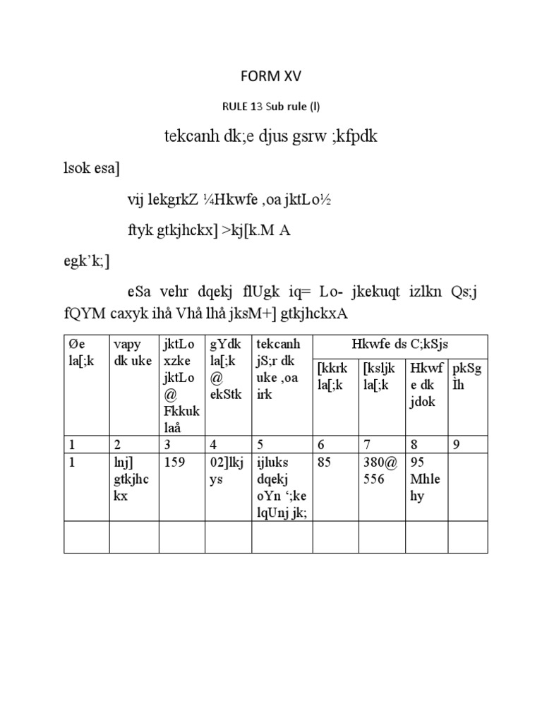 Tekcanh DK e Djus GSRW KFPDK: Form XV | PDF
