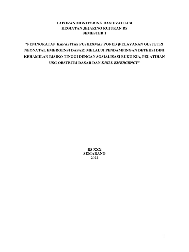 Contoh Laporan Monev Jejaring - Semester 1 | PDF