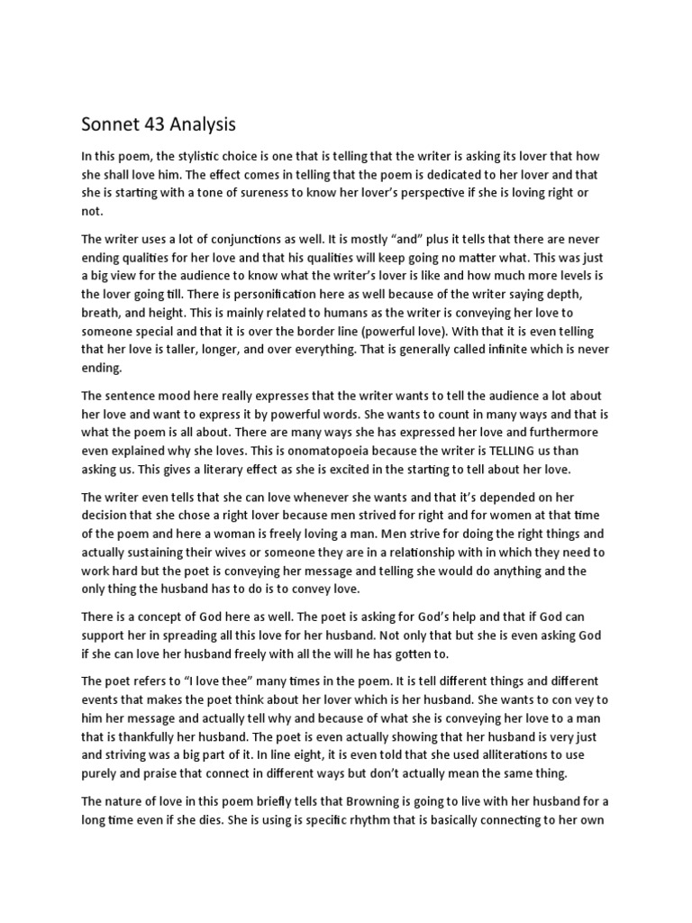 Sonnet 43 Analysation | PDF | Love | Poetry
