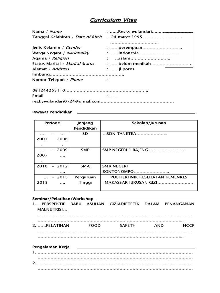 Resky Wulandari's CV | PDF