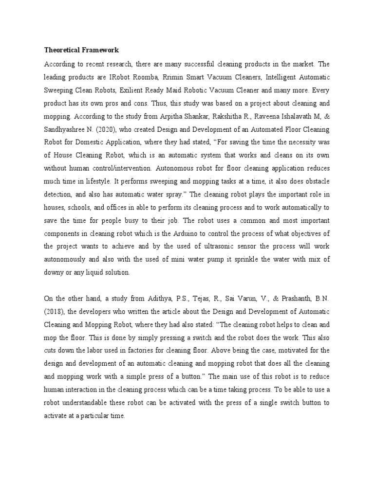Mopping Robot Theoretical Framework | PDF | Robot | Robotics