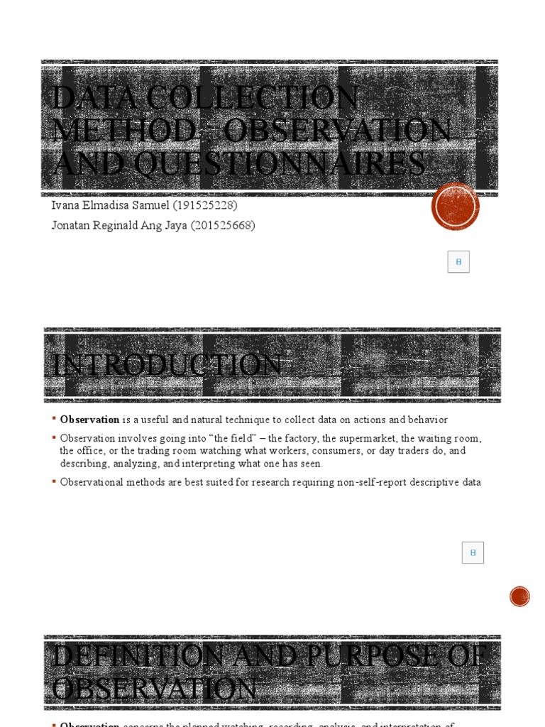 Observation and Questionnaire Methods | PDF | Questionnaire | Survey Methodology