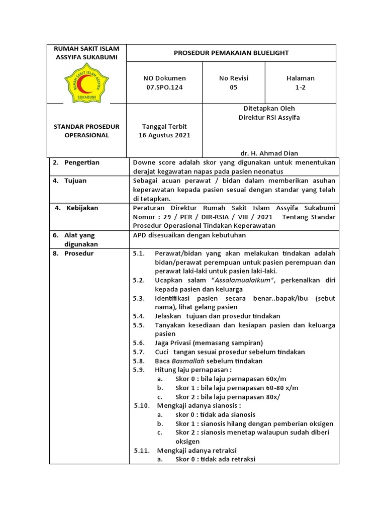 07.spo.124 Prosedur Penilaian Downe Score | PDF