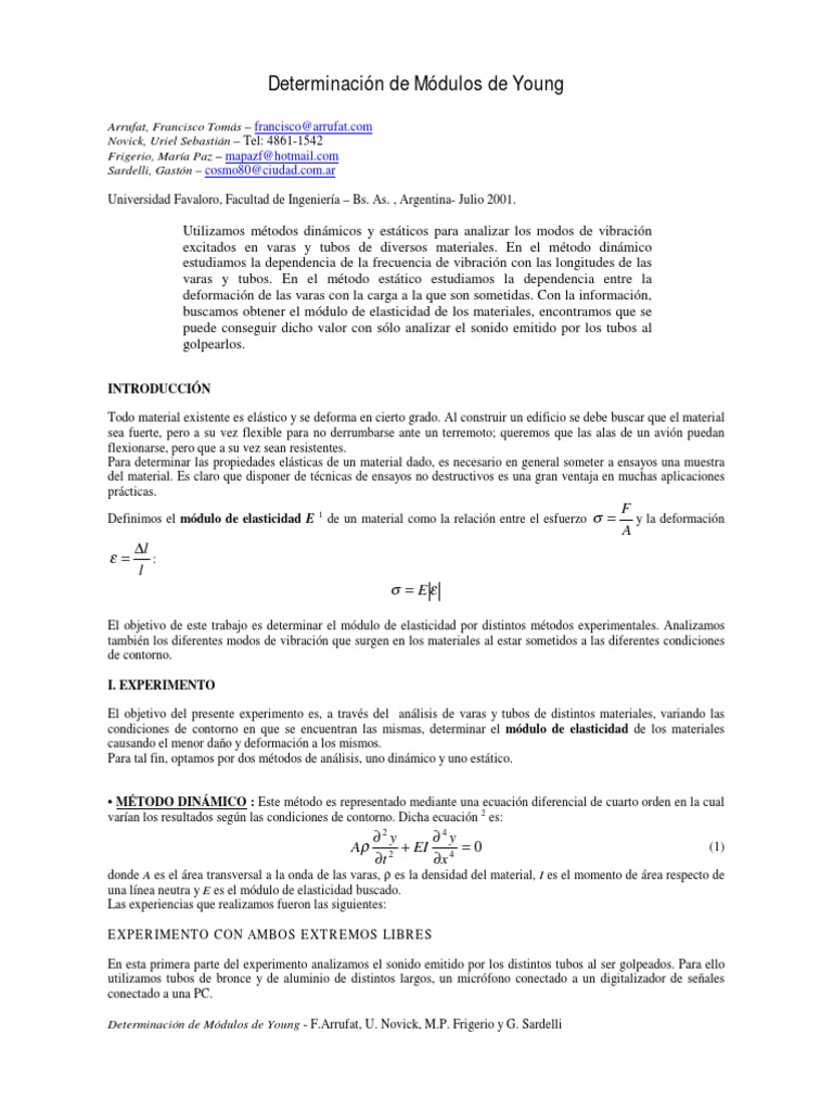 Metodo de Young | Elasticidad (Física) | El módulo de Young